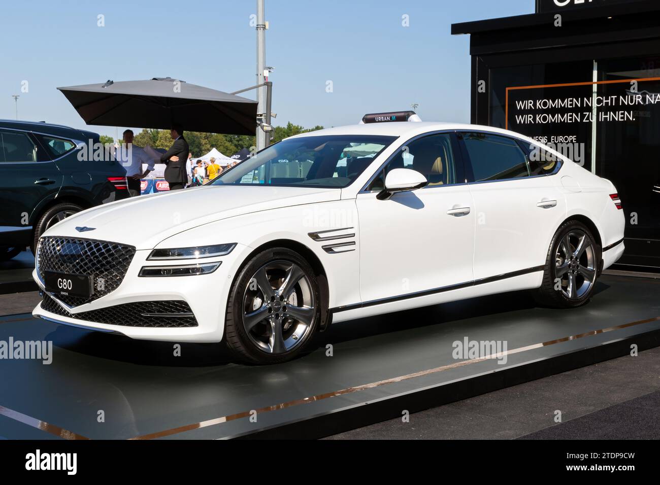 Genesis G80 luxury car at the IAA Mobility 2021 motor show in Munich, Germany - September 6 ...