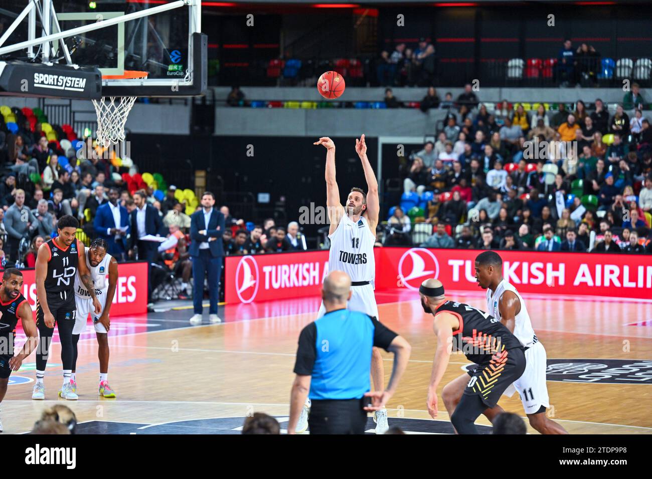 London Lions v Veolia Towers Hamburg in the Euro Cup of Basketball at the Copper Box Arena ...