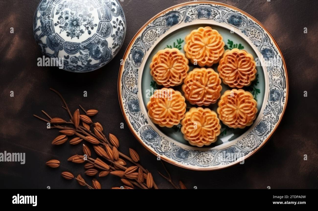 Traditional Chinese moon cake. Mid-Autumn festival celebration ...