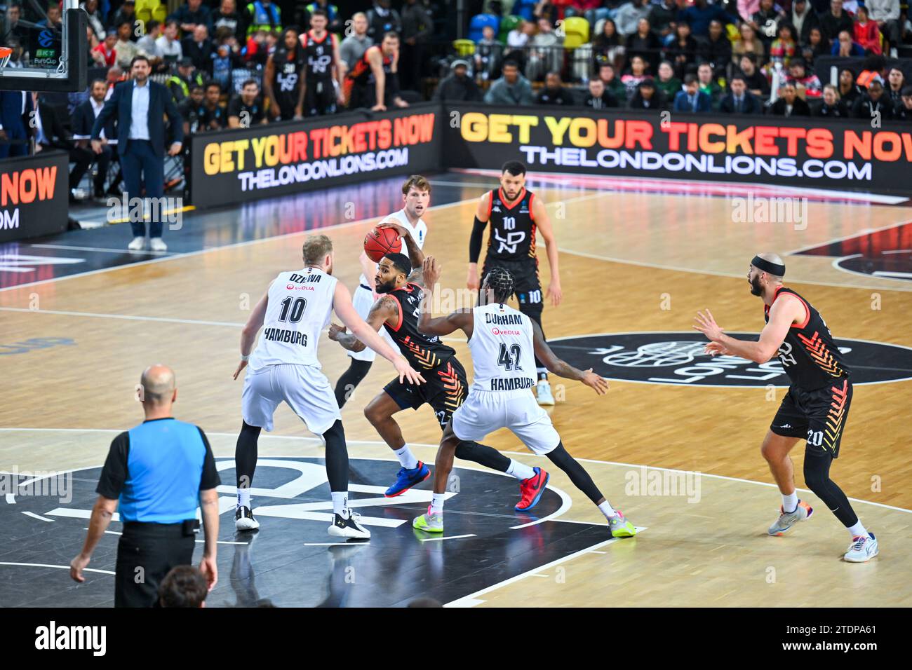 London Lions v Veolia Towers Hamburg in the Euro Cup of Basketball at the Copper Box Arena ...