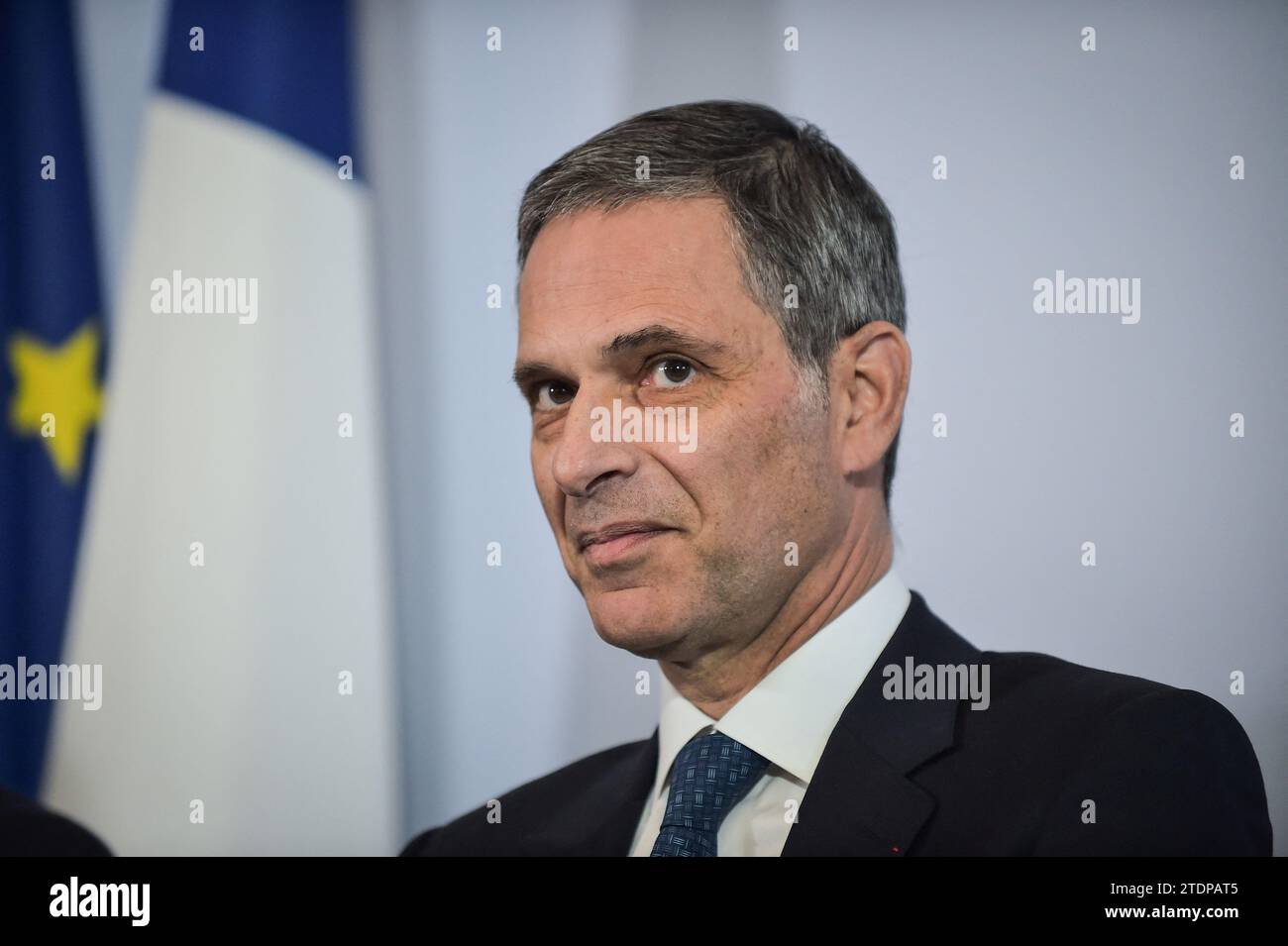 Paris, France. 19th Dec, 2023. CEO of CMA CGM Rodolphe Saade looks on ...