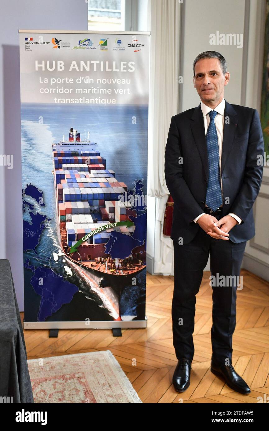 Paris, France. 19th Dec, 2023. CEO of CMA CGM Rodolphe Saade poses ...