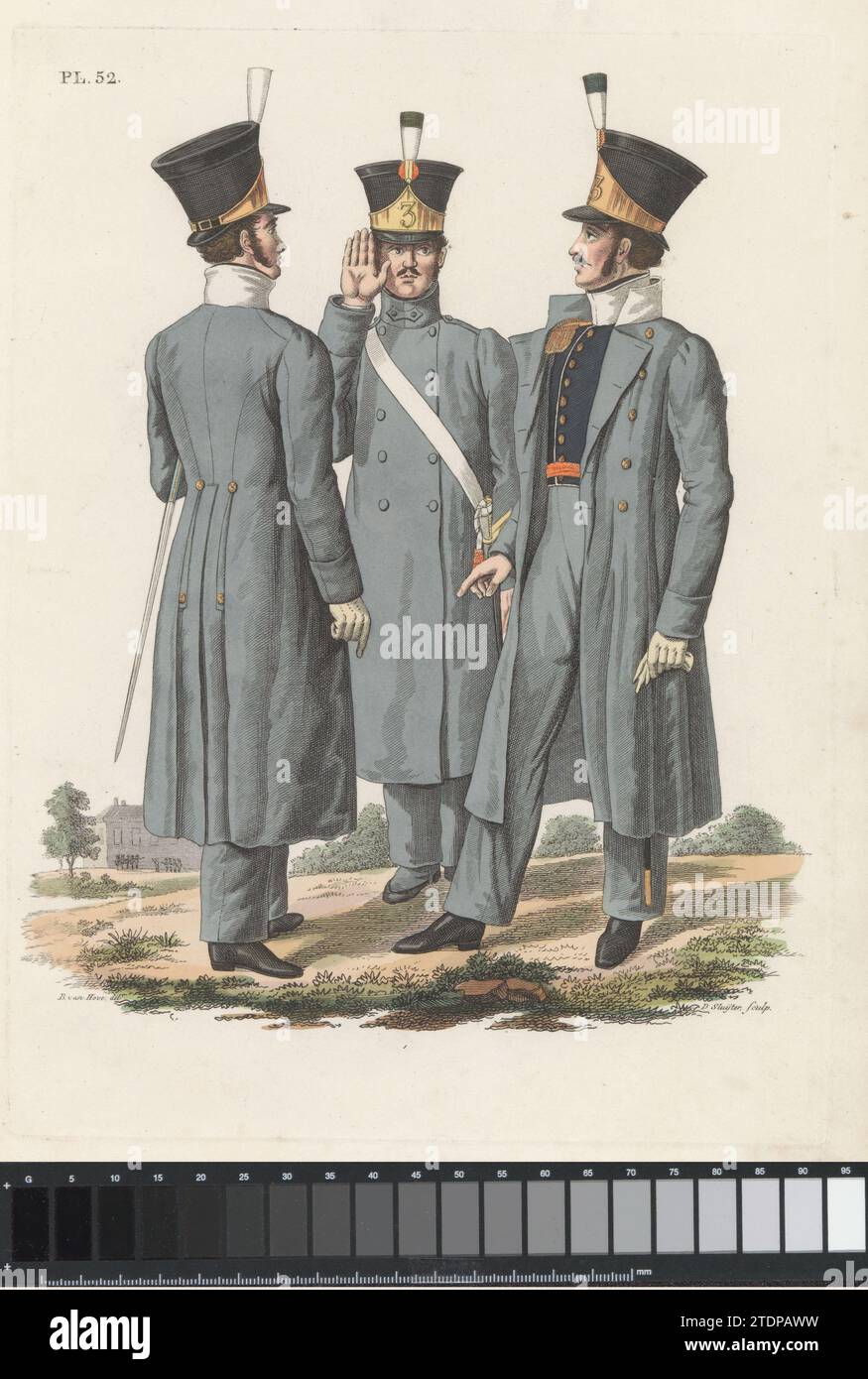 Two officers (of the national infantry), in outfit with the over -skirt ...