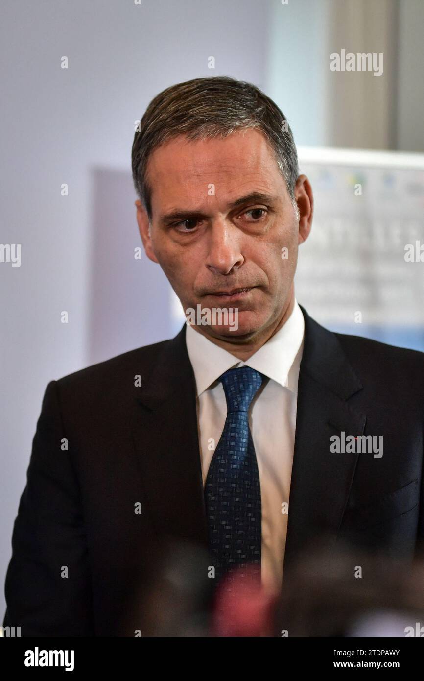 Paris, France. 19th Dec, 2023. CEO of CMA CGM Rodolphe Saade looks on ...