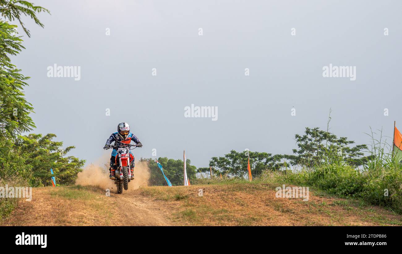 A motocross racer in action. Regular race training sessions before the ...