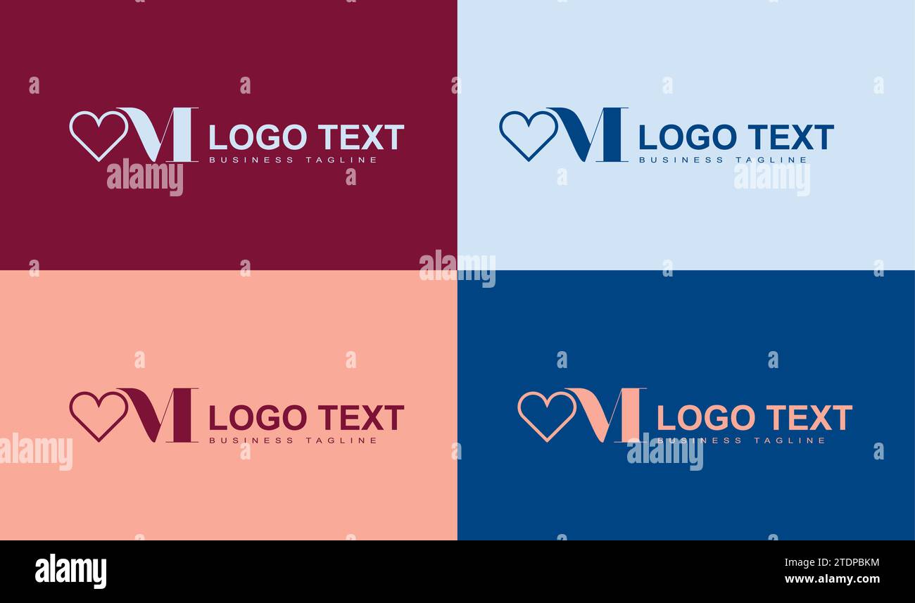 Combination of M letter and heart logo. combination of the letter M ...