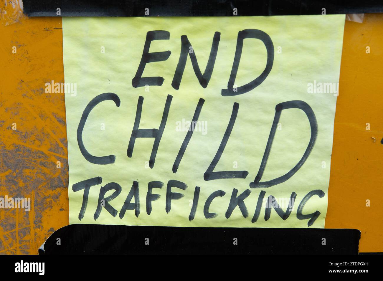 London, UK. 11th April, 2023. An End Child Trafficking sign opposite ...