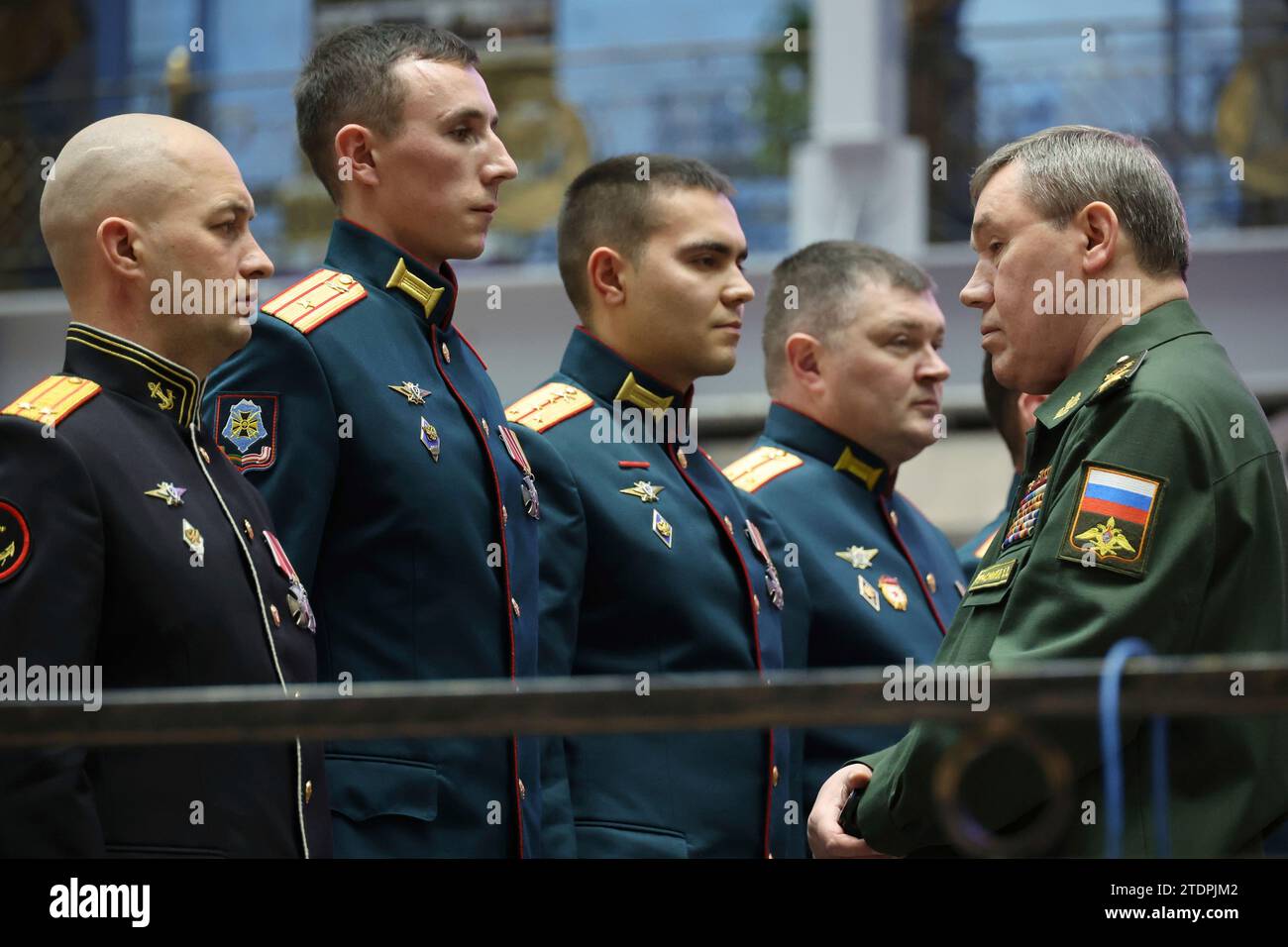 Russian Chief of General Staff Gen. Valery Gerasimov, right, talks with ...