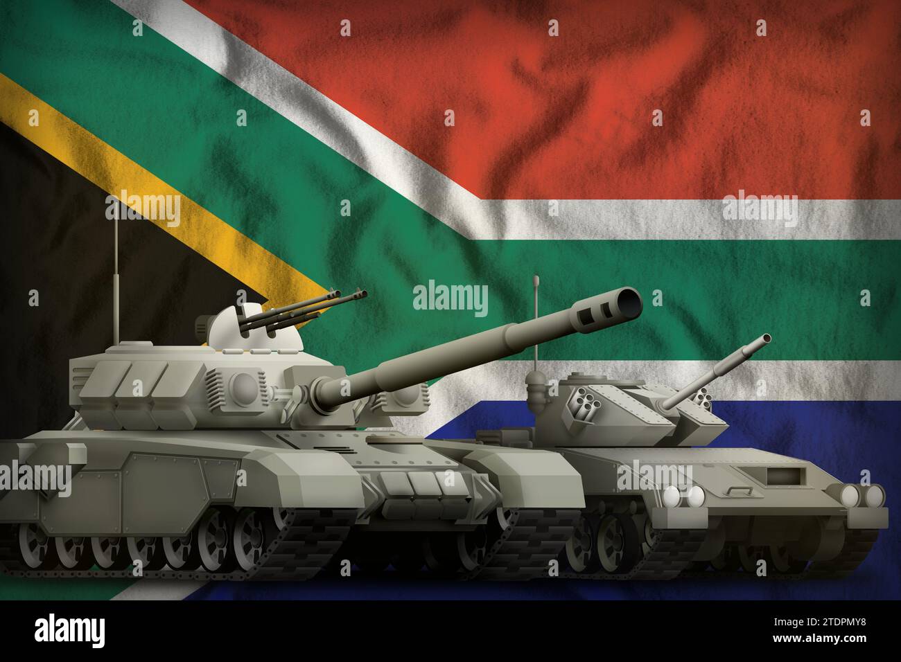 tanks on the South Africa flag background. South Africa tank forces ...