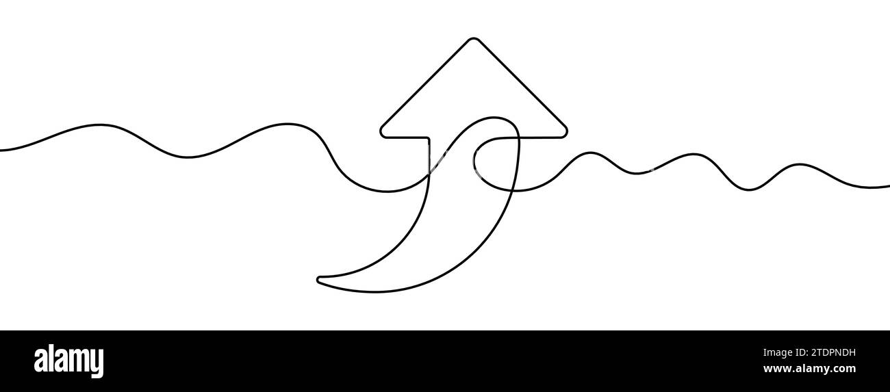 Continuous editable line drawing of up arrow. One line drawing ...