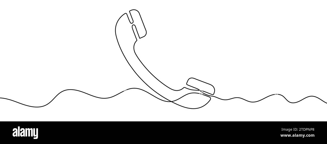 Continuous editable line drawing of handset. One line drawing ...