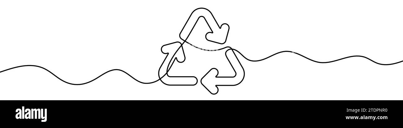 Continuous editable line drawing of recycle arrow. One line drawing ...