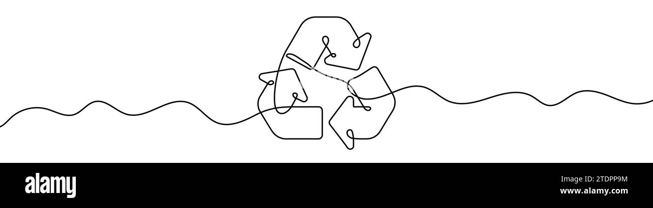 Continuous editable line drawing of recycle arrow. One line drawing ...