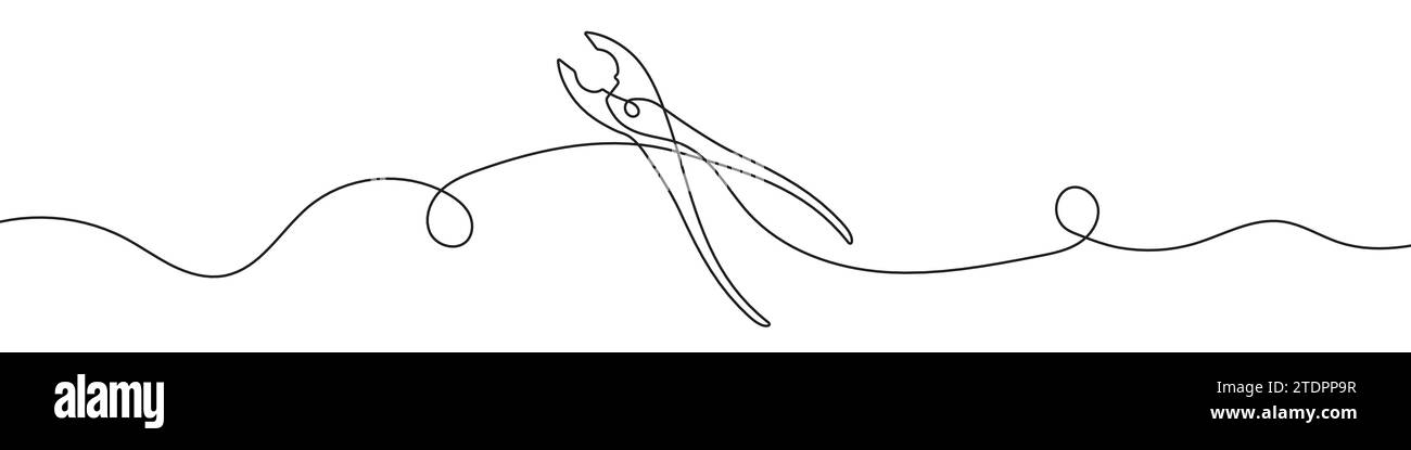 Continuous editable line drawing of pliers. One line drawing background ...