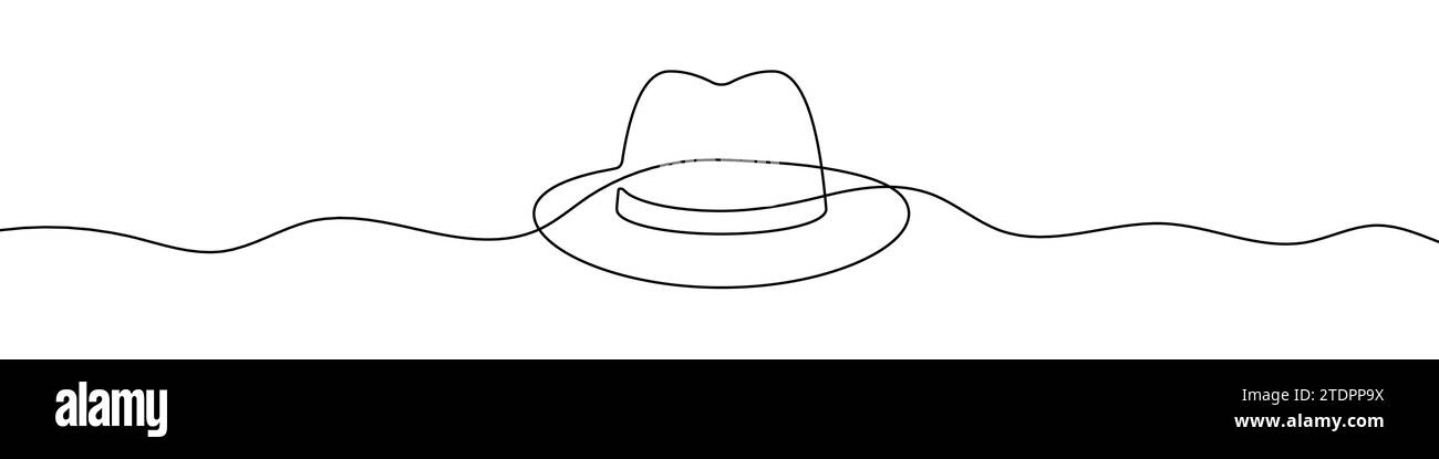 Continuous editable line drawing of hat. One line drawing background ...