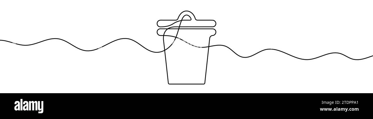 Continuous editable line drawing of trash can. One line drawing ...