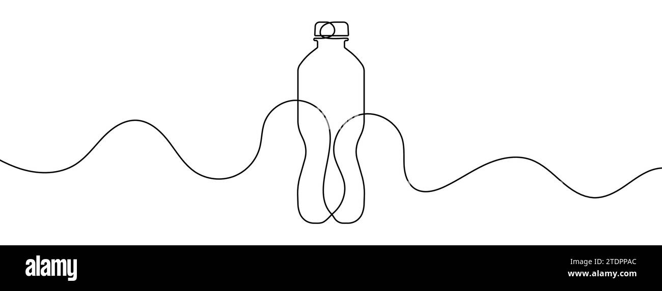 Continuous editable line drawing of bottle. One line drawing background ...
