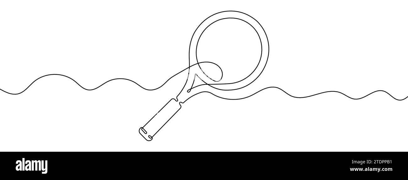 Continuous editable line drawing of tennis racket. One line drawing ...