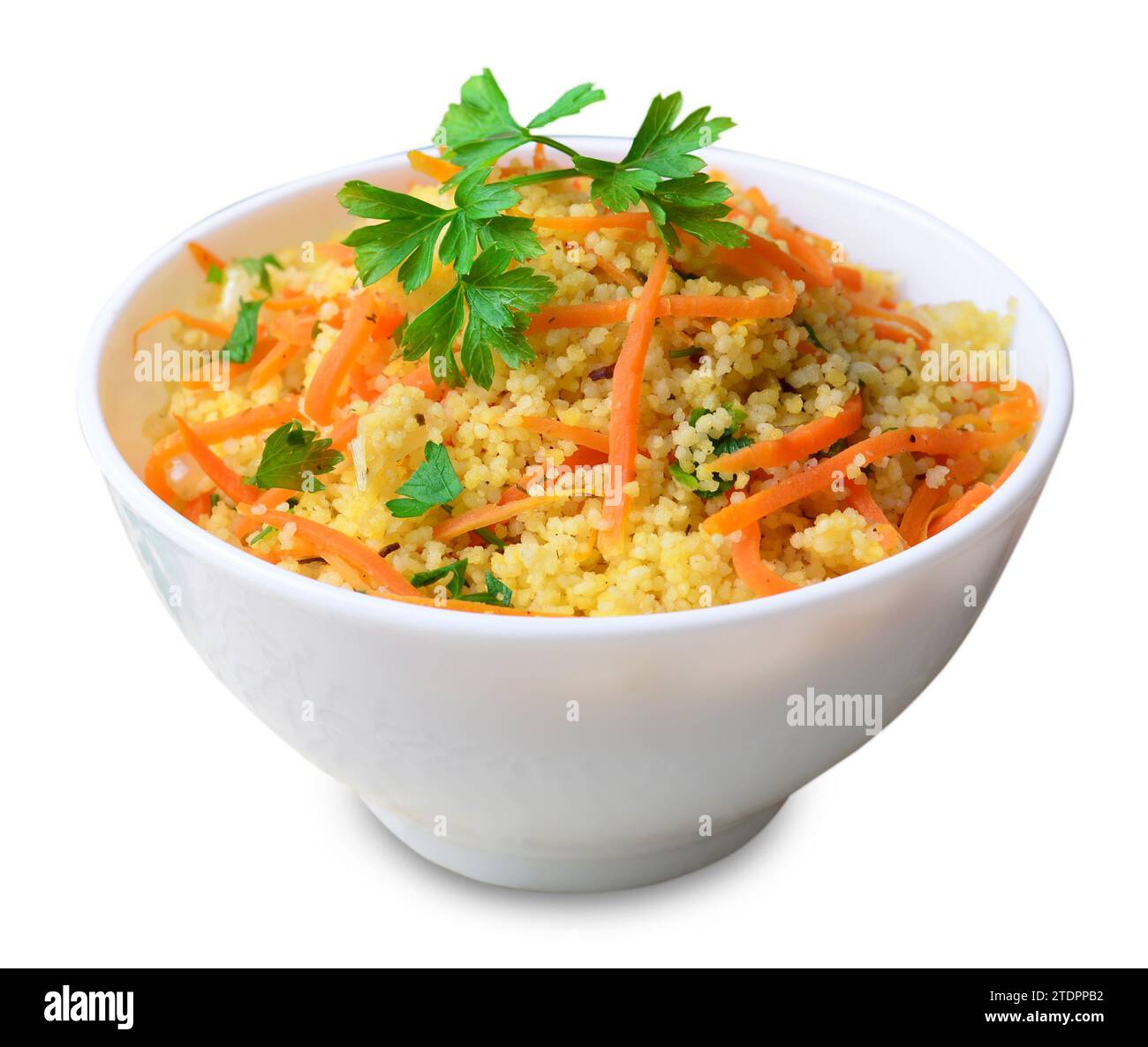 Vegetable Couscous on White Background Isolated Stock Photo - Alamy