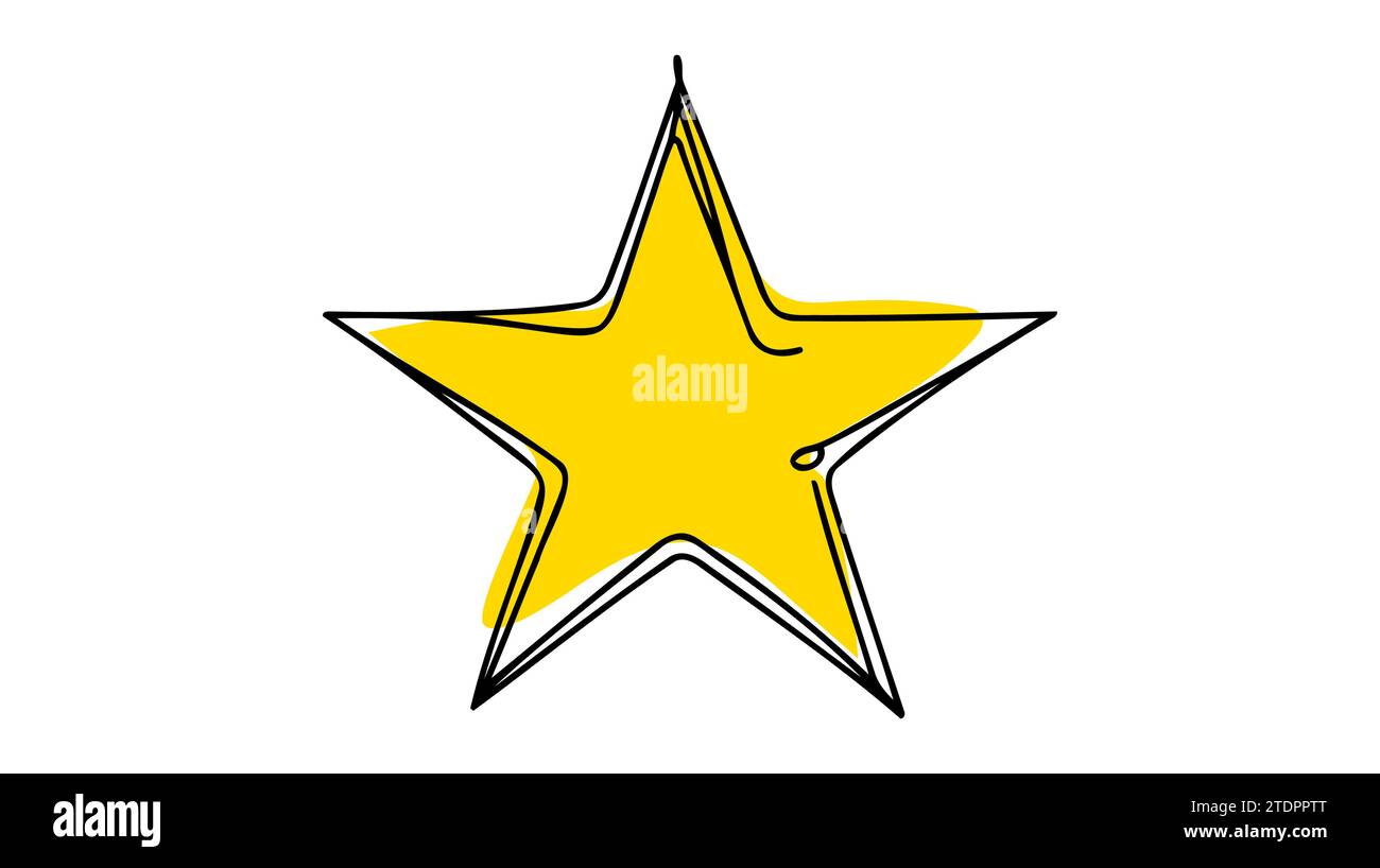 Hand draw doodle star illustration in continuous line arts style vector ...