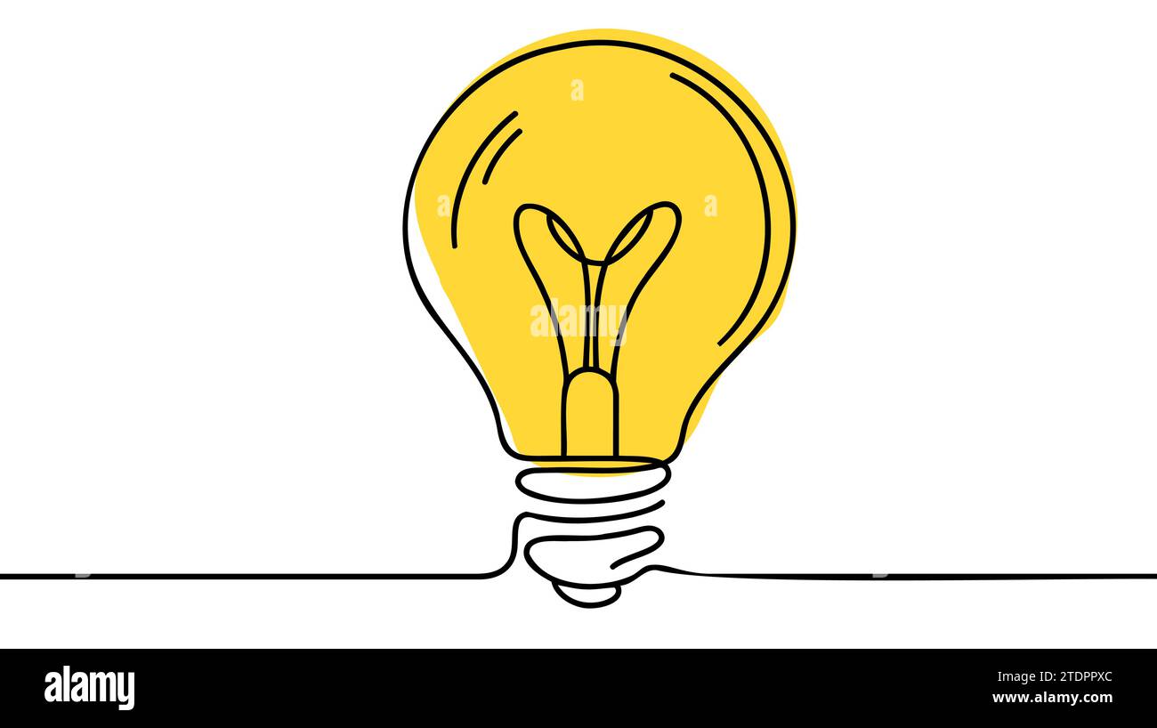 Continuous one line drawing bulb lamp vector illustration minimalism ...