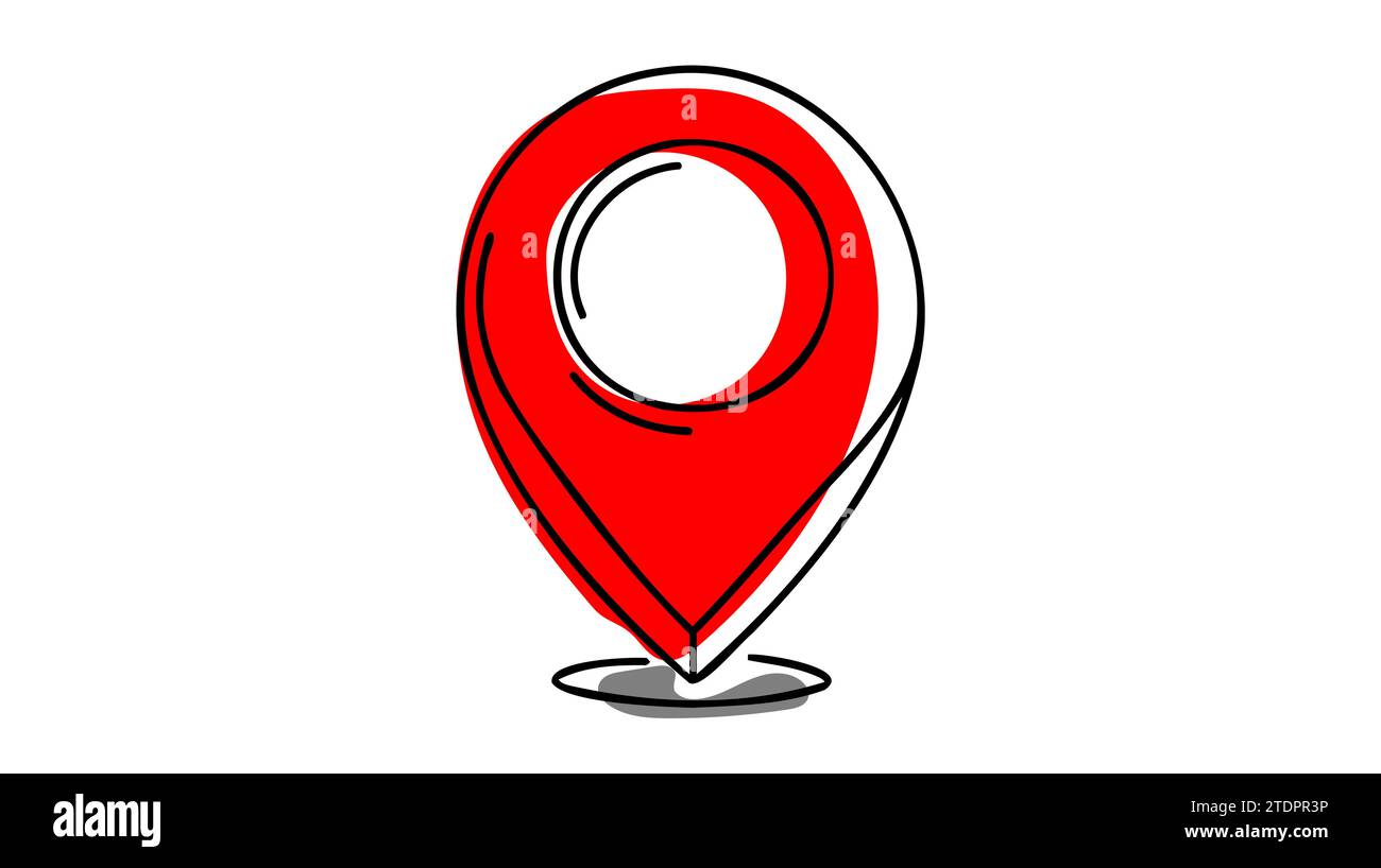 Location pointer continuous one line drawing. GPS navigation line route ...