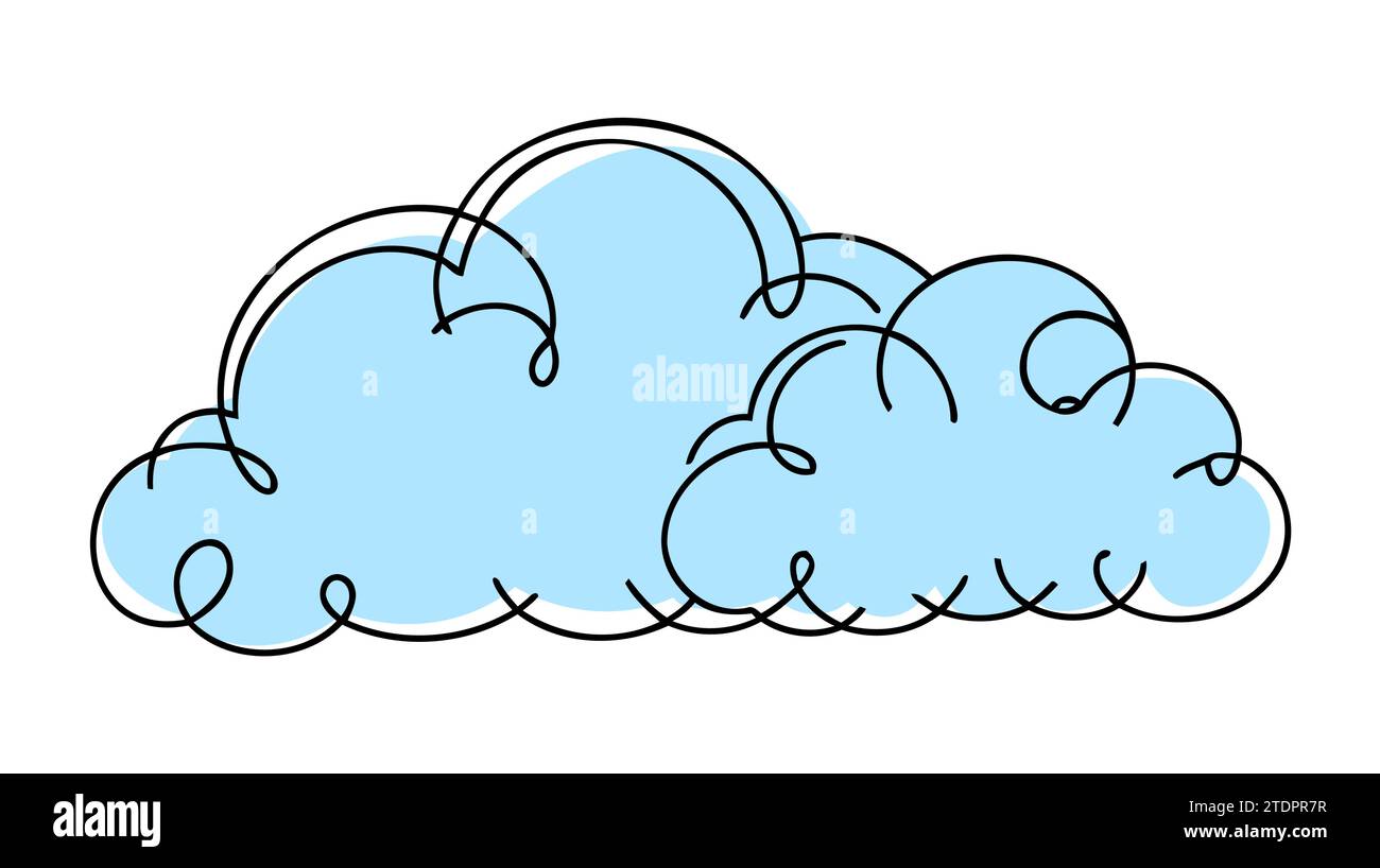 Continuous one line drawing. Cloud on white background. Vector ...