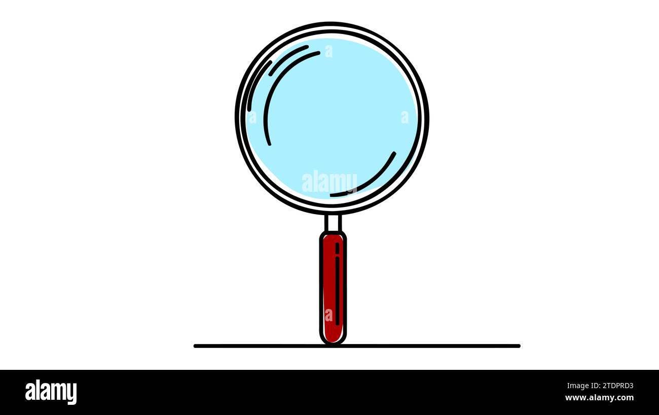 One continuous line illustration of magnifying glass. Continuous line ...