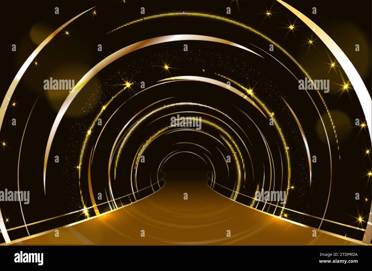 Golden rings tunnel with platform background Stock Vector Image & Art ...
