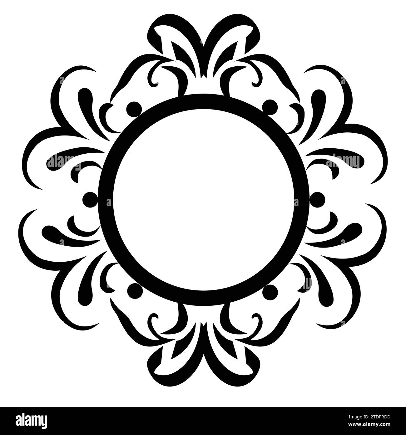 Circle Frame floral vintage design for image album design black ...