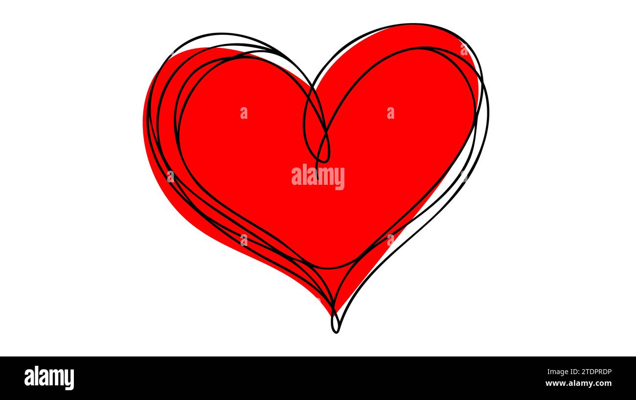 Continuous line drawing of heart. Heart one line icon. One line drawing ...