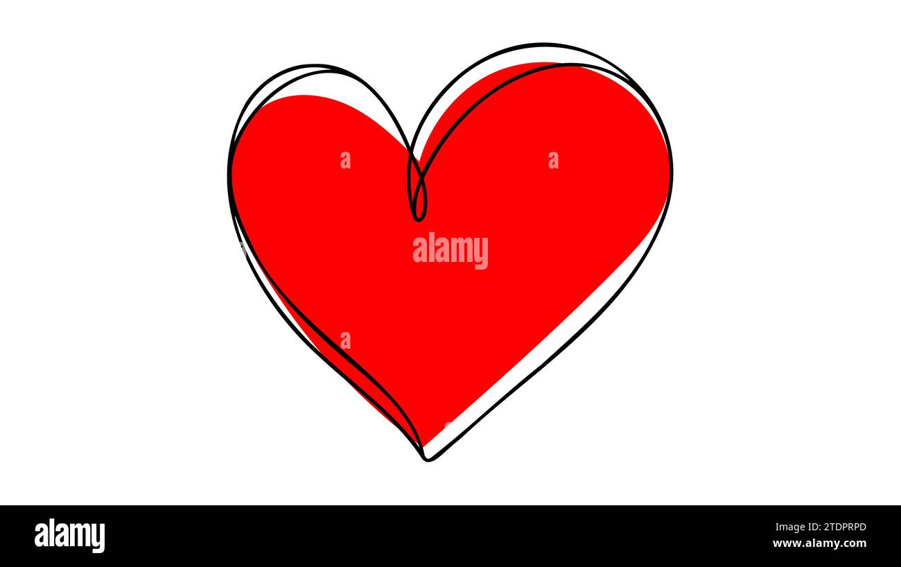 Continuous line drawing of heart. Heart one line icon. One line drawing ...