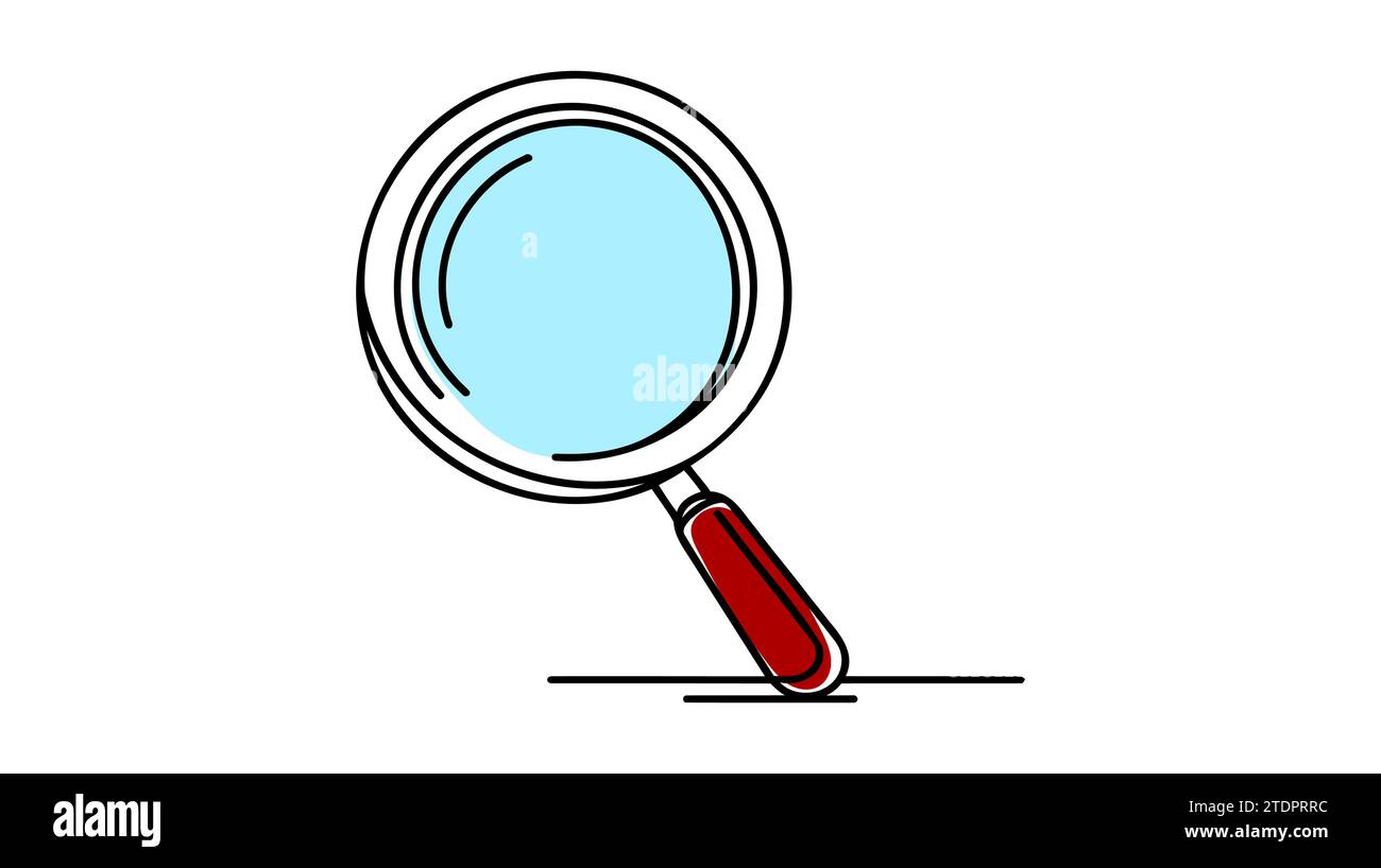 One continuous line illustration of magnifying glass. Continuous line ...