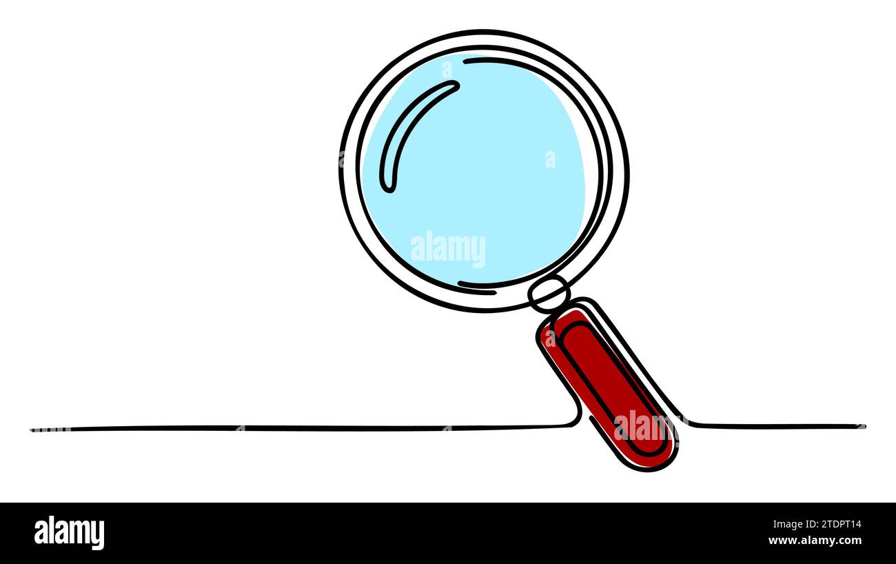 One continuous line illustration of magnifying glass. Continuous line ...