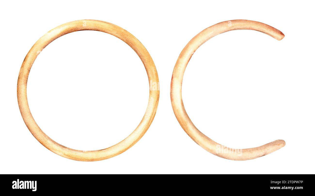 Wooden ring and semi-ring, hoop for wreath or frame, border design ...