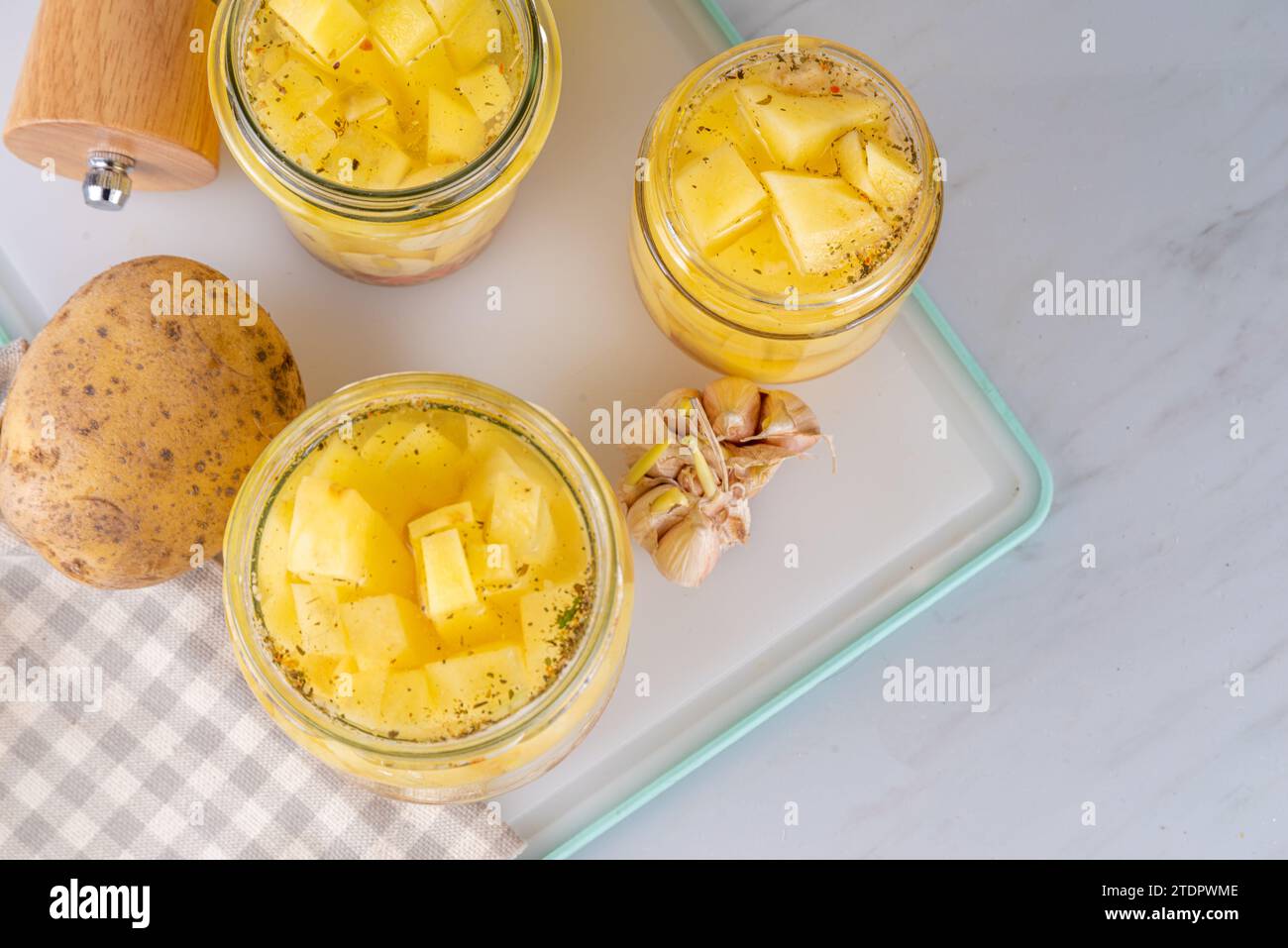 Mexican pickled potatoes, Fermented potato, salted conserved preserved ...