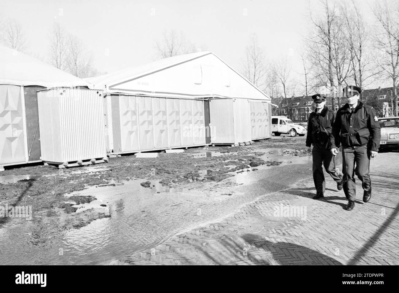 Storm damage Large Marquee. Damage to the roof of the Haarlem ice rink ...