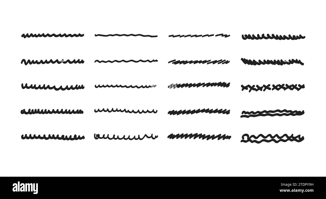 Set of Swoosh and swoops underline typography tail shapes. Brush drawn ...