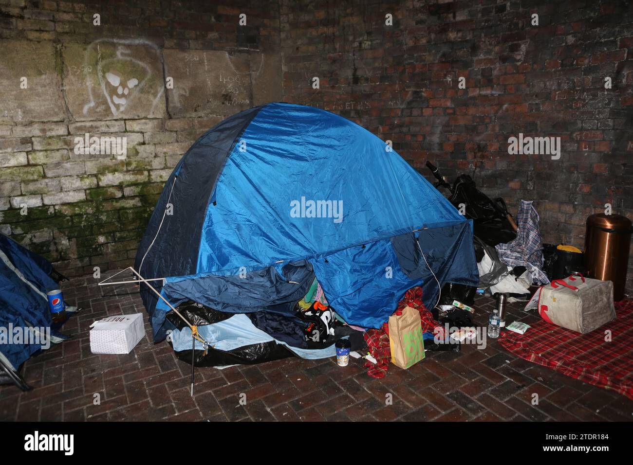 The tent where Nicky Hudson ,47, a roughsleeper currently sleeps in ...
