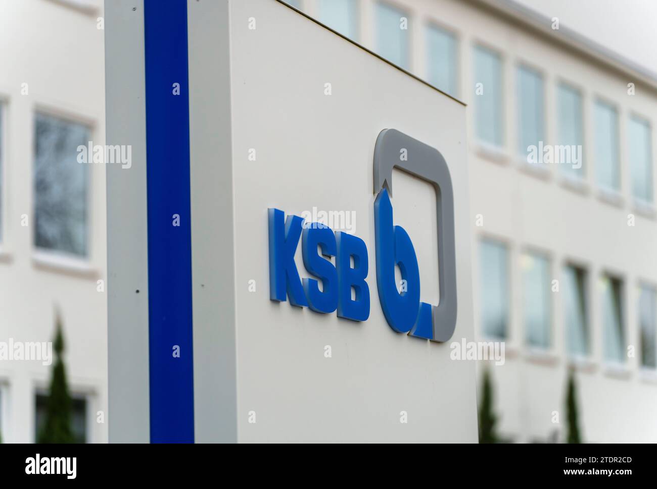 Frankenthal, Germany. 19th Dec, 2023. The KSB company logo stands in front of the company's ...