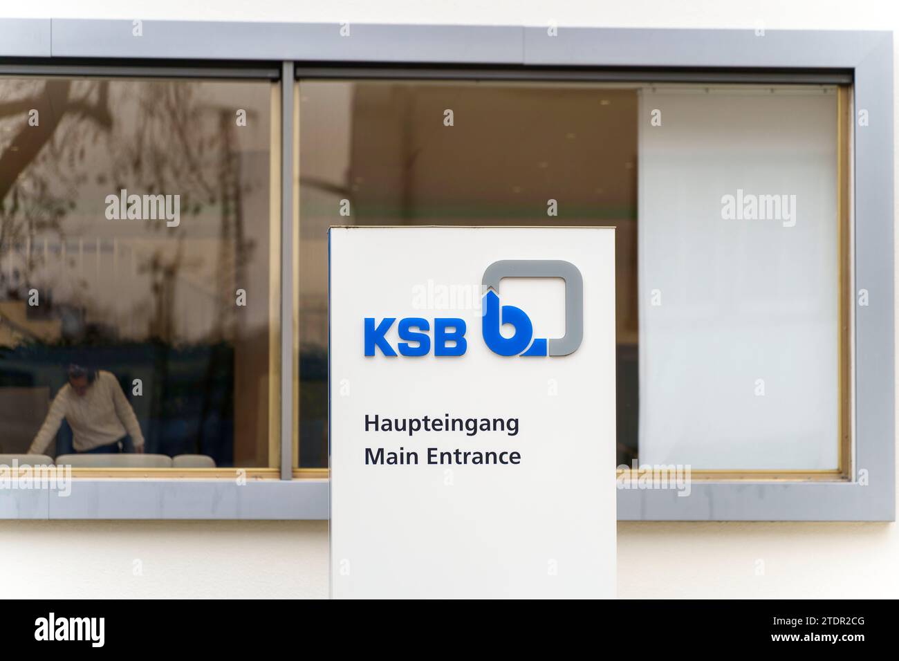 Frankenthal, Germany. 19th Dec, 2023. The KSB company logo stands in front of the company's ...