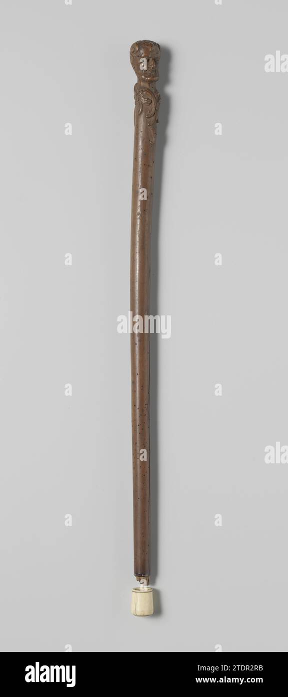 Walking stick of wood with a button on a button, anonymous, c. 1700 - c ...