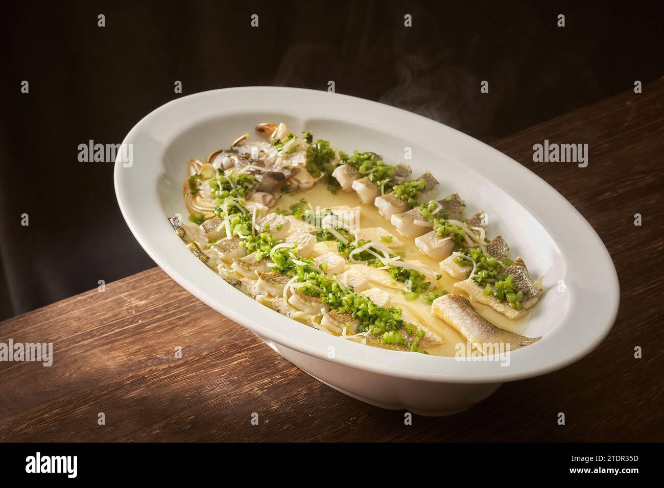 Chinese dishes steamed yellow croaker with Preserved Chinese Mustard ...