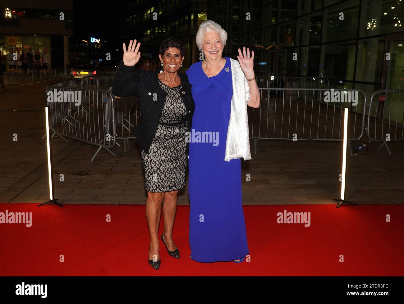 Fatima Whitbread (left) and Lady Mary Peters arrive for the 2023 BBC ...