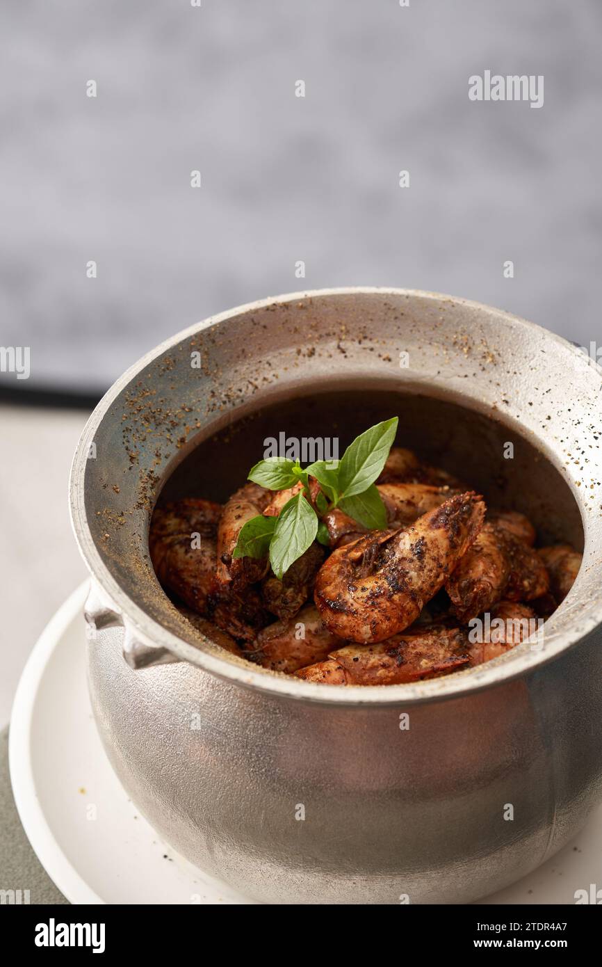 Deep fried giant river prawn with Black Pepper Sauce Stock Photo - Alamy