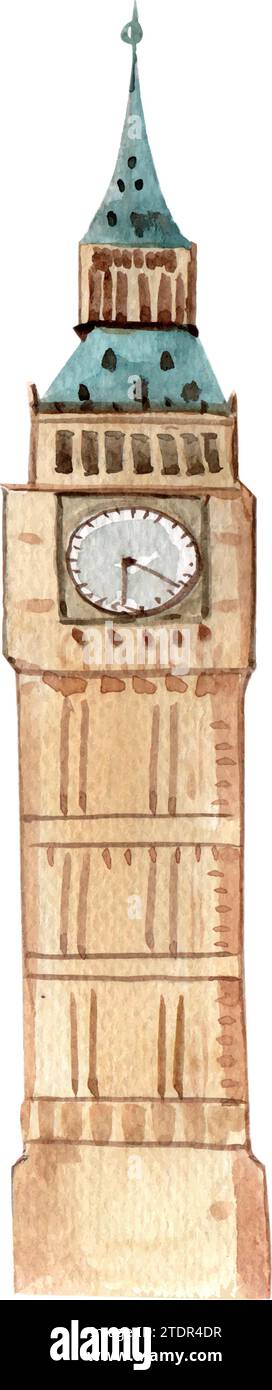 Watercolor style flat drawing of the BIG BEN, LONDON Stock Vector Image ...