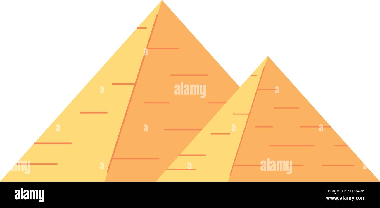 Simple orange flat drawing of the GIZA PYRAMID COMPLEX, GIZA Stock ...
