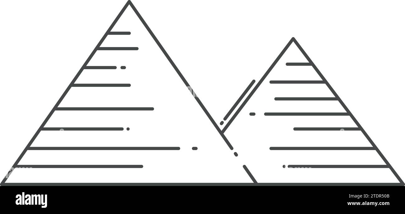 Simple black outline drawing of the GIZA PYRAMID COMPLEX, GIZA Stock ...