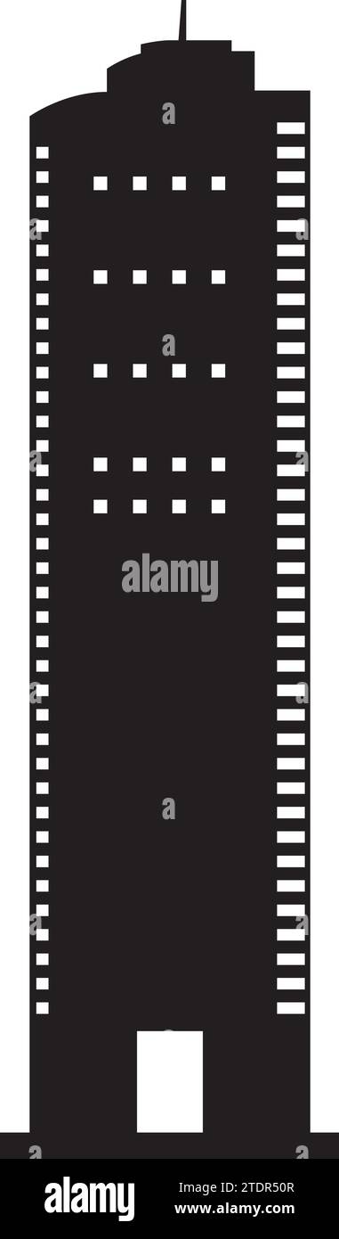 Simple black flat drawing of the SKYSCRAPER HIGH-RISE BUILDING Stock ...