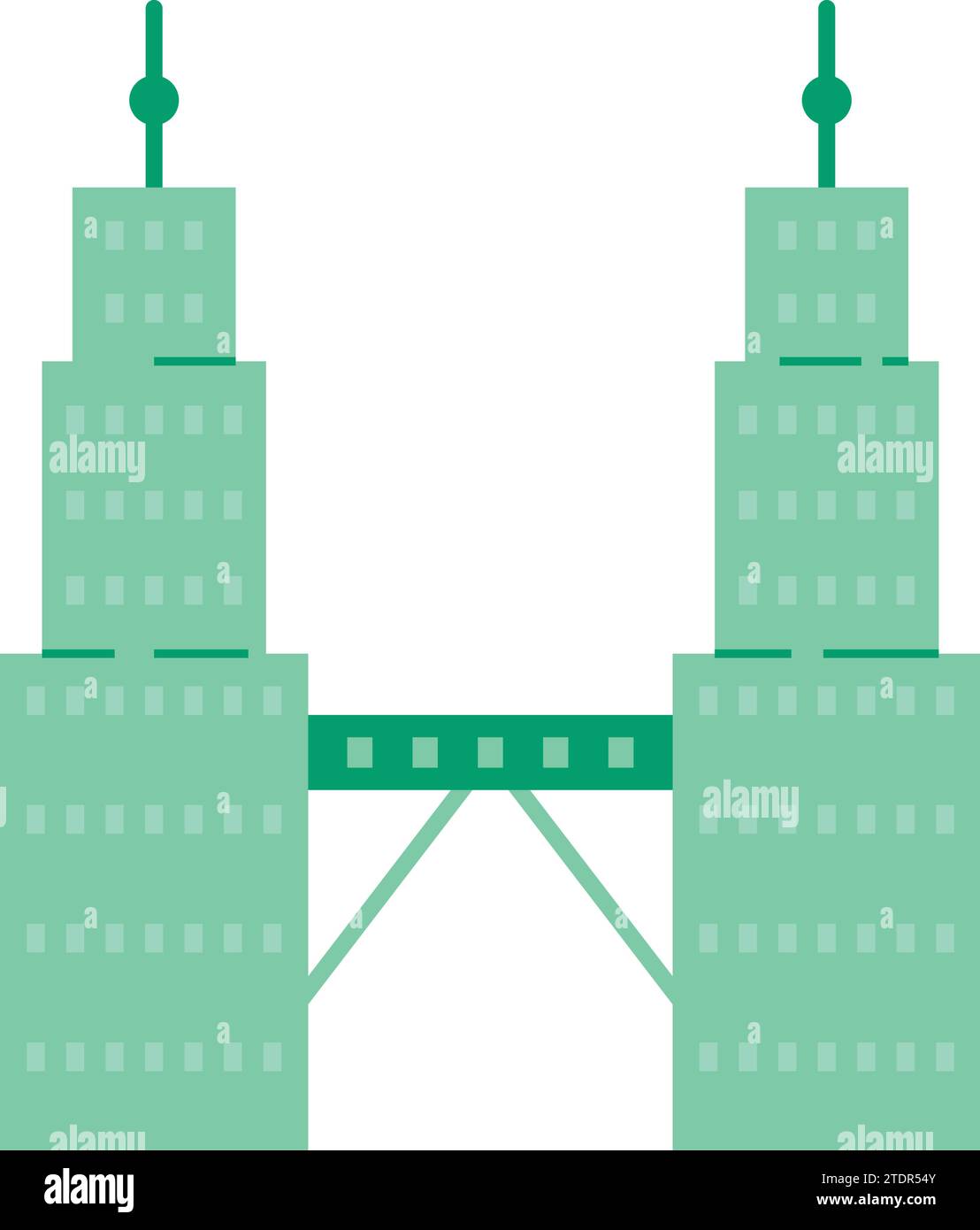 Simple green drawing of the PETRONAS TWIN TOWERS, KUALA LUMPUR Stock ...